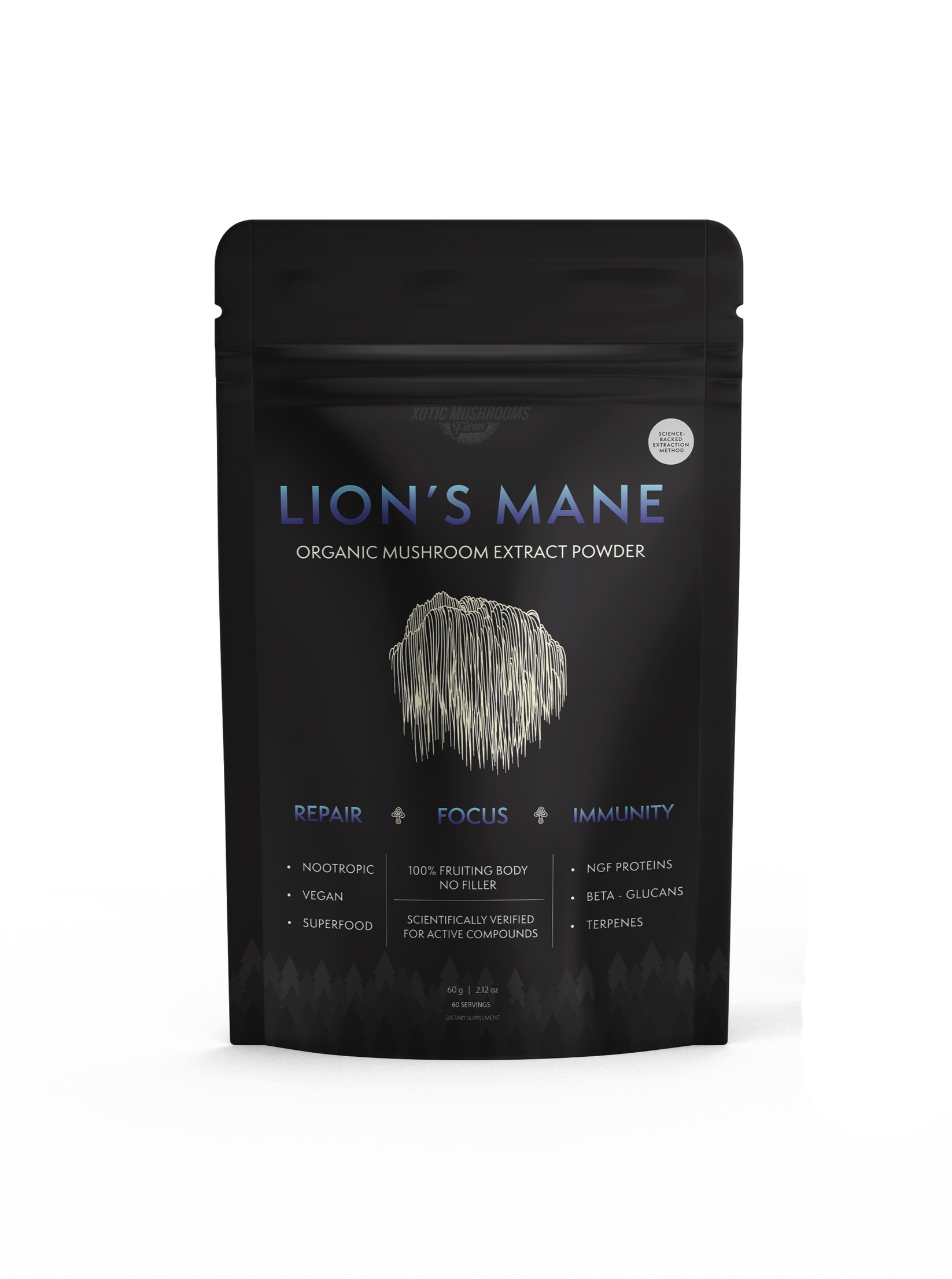 Organic Lions Mane 12:1 Extract Powder | 100% Fruit Bodies – Xotic ...